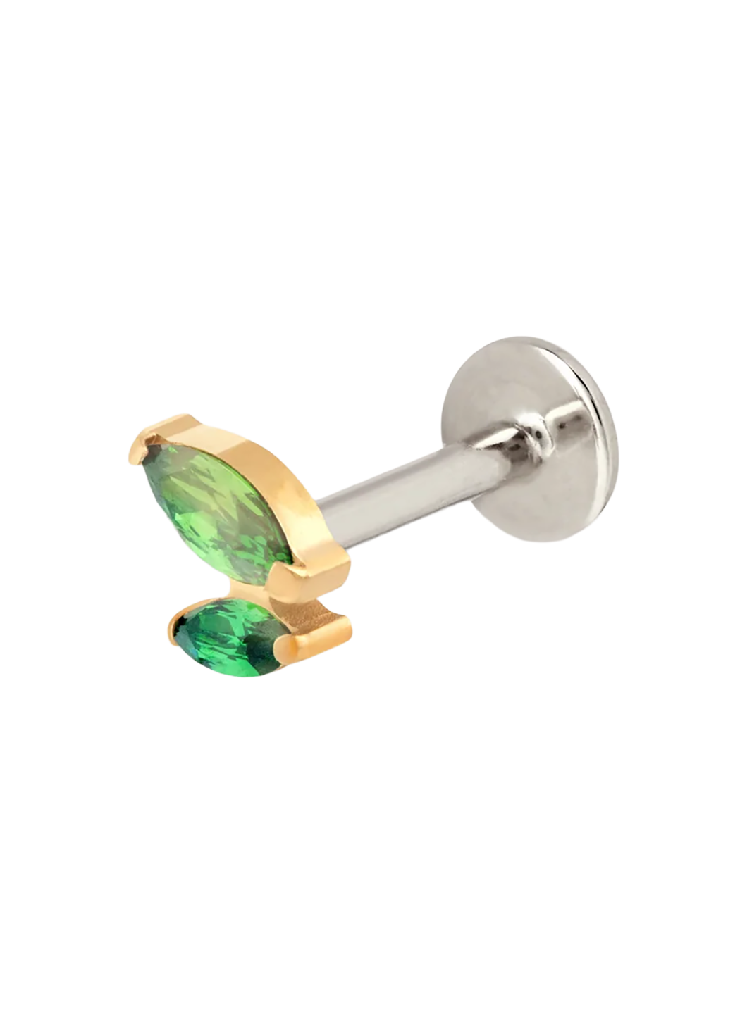Astrid & Miyu (Green Double Marquise Titanium Piercing) Gold, Green ...