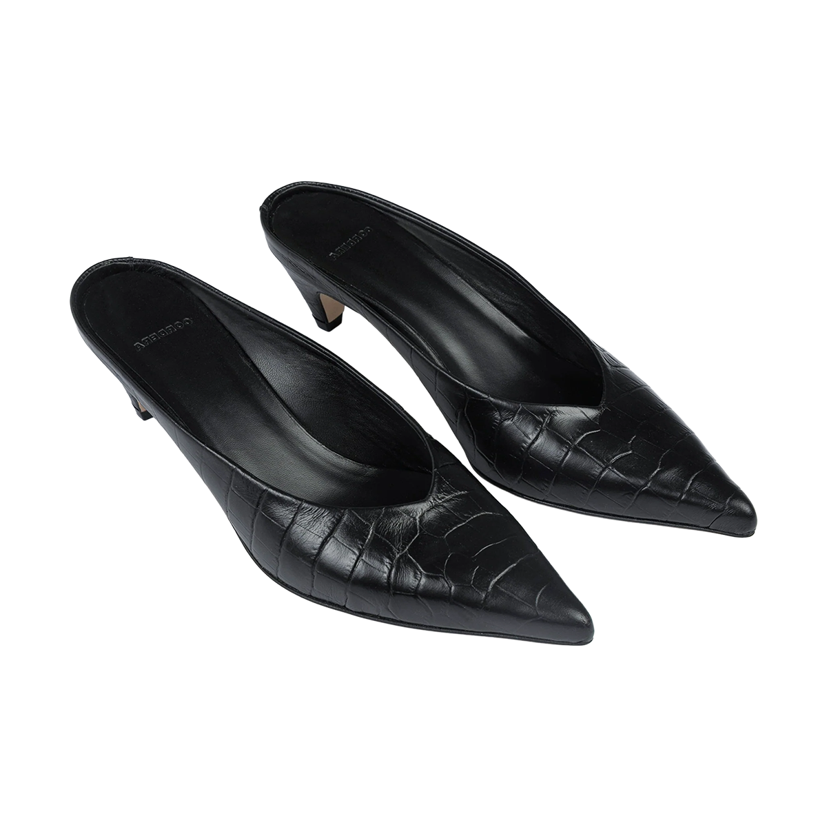 Cordera (Mule Puntiagudo De Piel Con Efecto Cocodrilo) Black - WOW ...