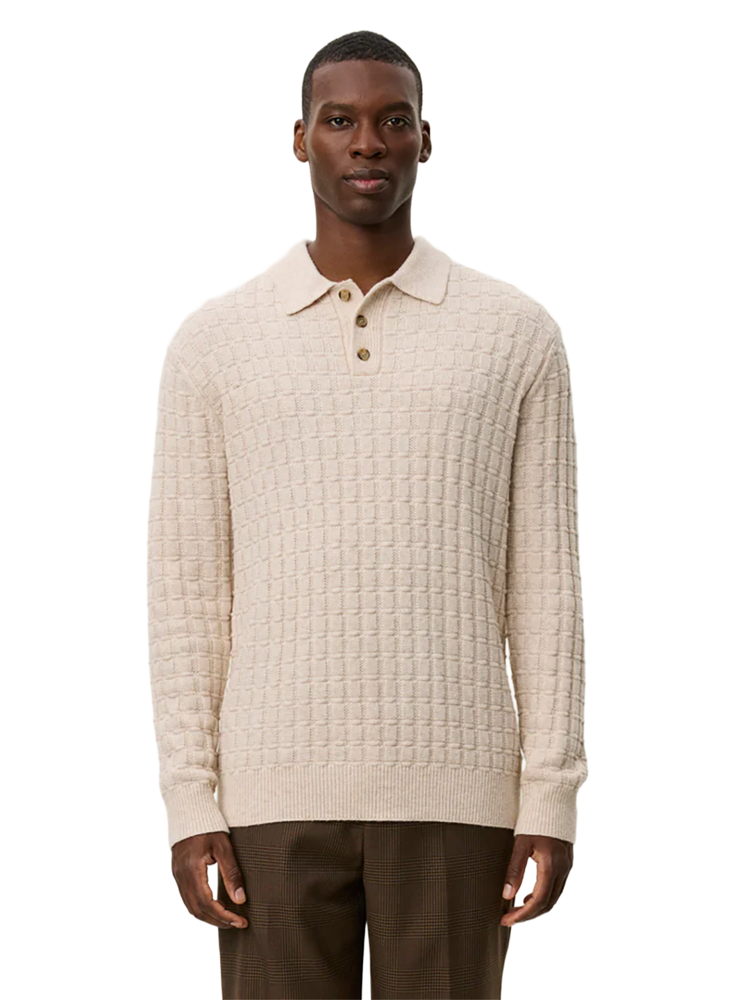 Les Deux (Polo Gustav Squared Structure Knit) Light Sand Melange LDX1KNI00000PMM - WOW concept ...