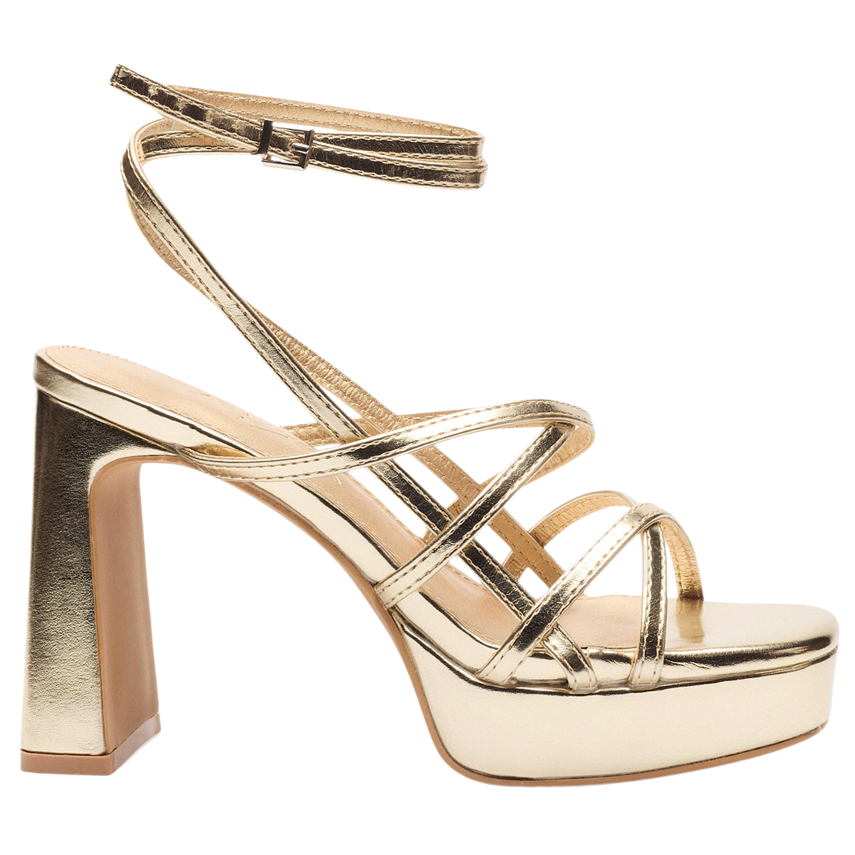 MIM Shoes (Women's high heel sandals in distressed leather) Gold - WOW ...