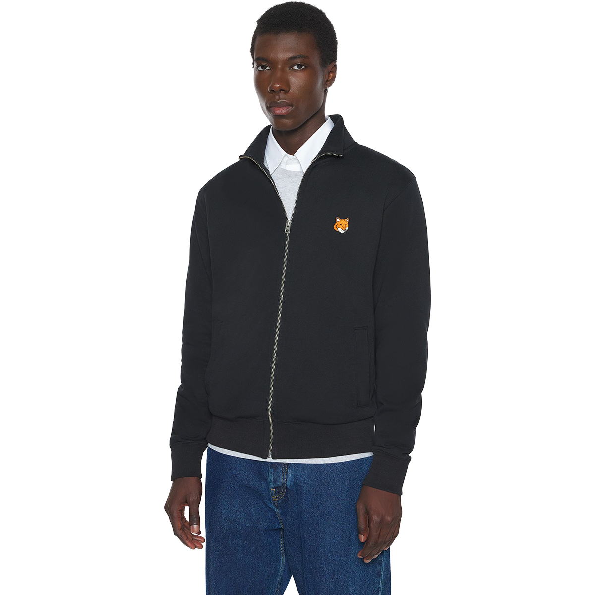Maison Kitsuné (Fox Head Zipped Regular Sweatshirt) Black - WOW concept ...